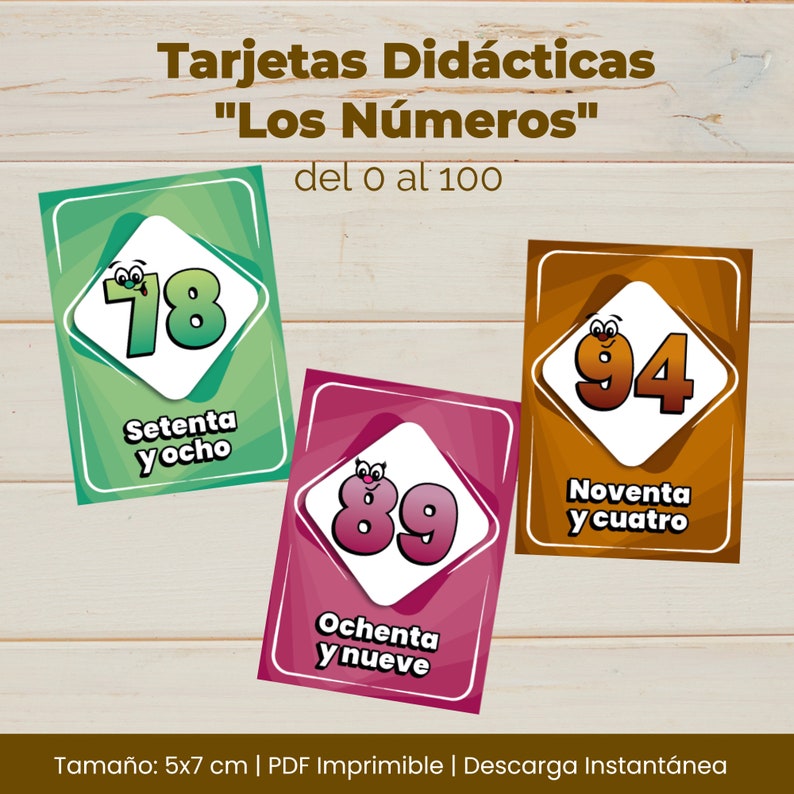 Number Cards, Numbers in Spanish, Numbers From 0 to 100, Mathematics ...