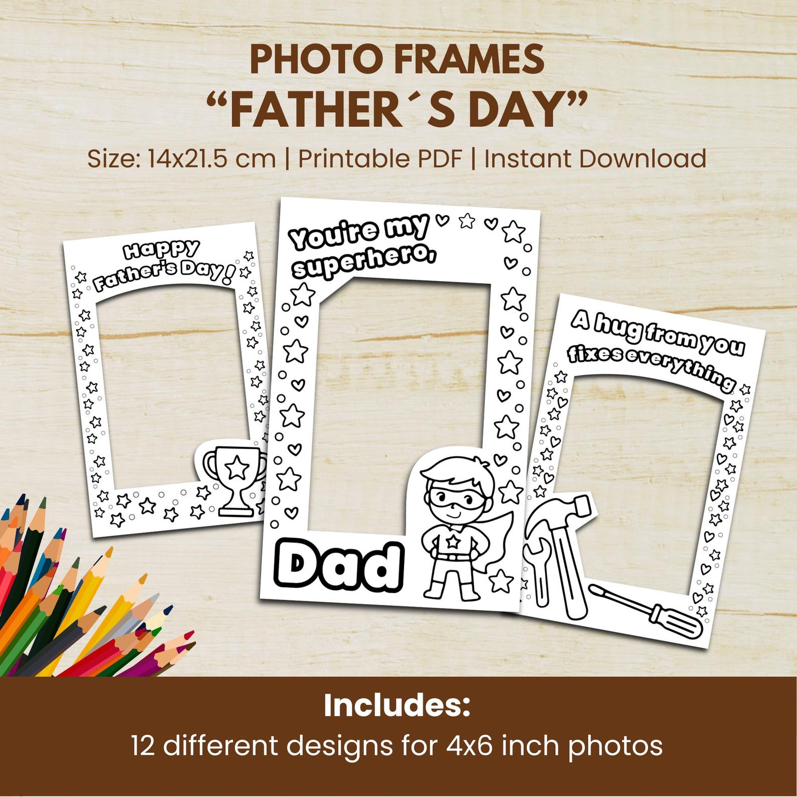 Fathers Day Printable Photo Frames in English | Preschool Activity ...