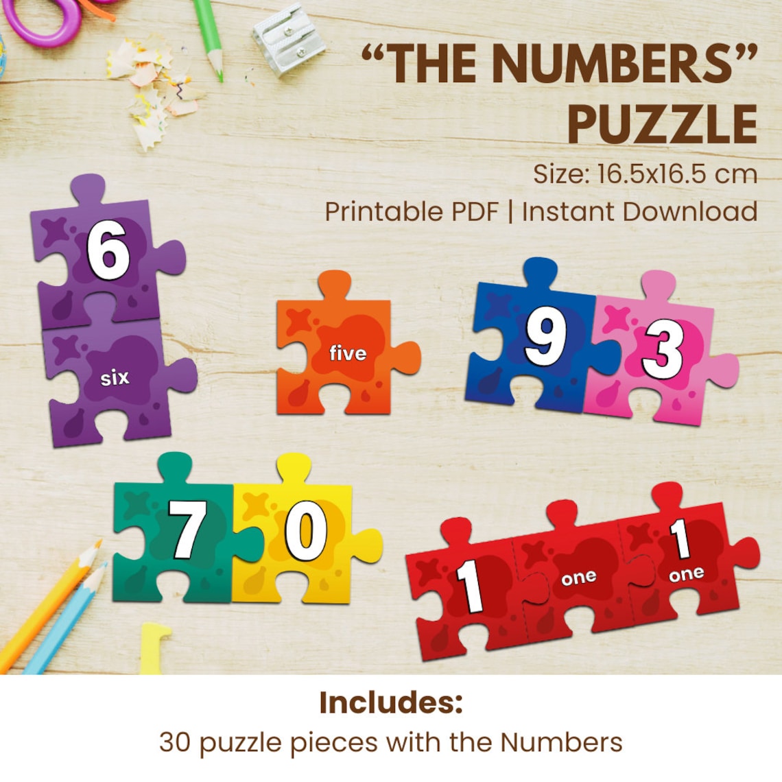 Puzzle Pieces, Numbers in English, Learning to Count, Preschool ...