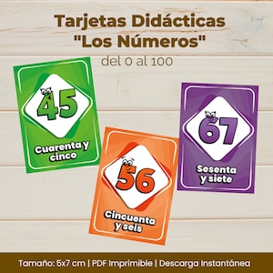 Number Cards, Numbers in Spanish, Numbers From 0 to 100, Mathematics ...