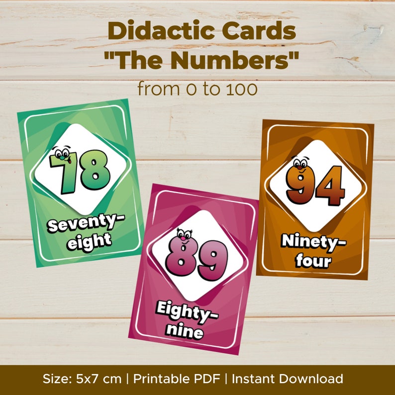 Number Cards, Numbers in English, Numbers From 0 to 100, Mathematics ...
