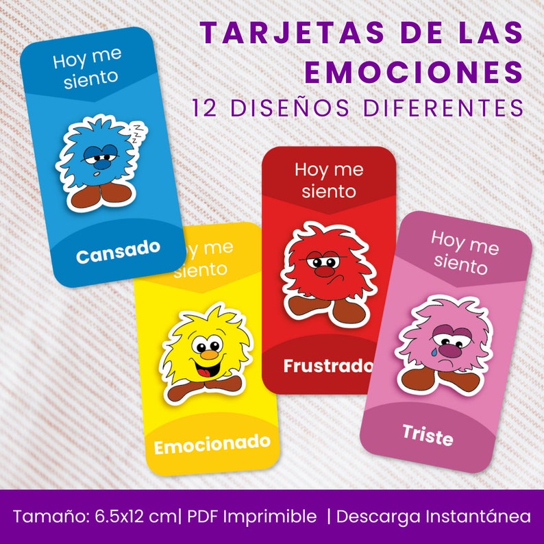 Tarjetas Didácticas de las Emociones en Español PDF Imprimible ideales ...