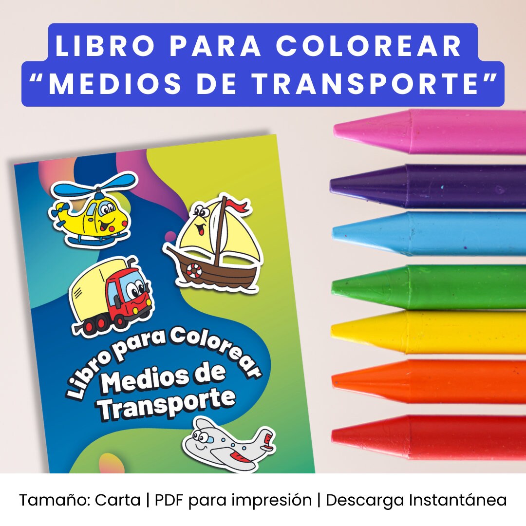 Coloring Book means of Transportation in Spanish Printable PDF Ideal to ...