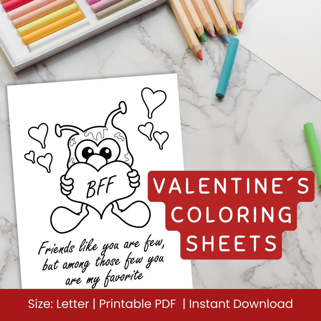 Valentine's Day Coloring Sheets 5 Coloring Pages About Friendship ...