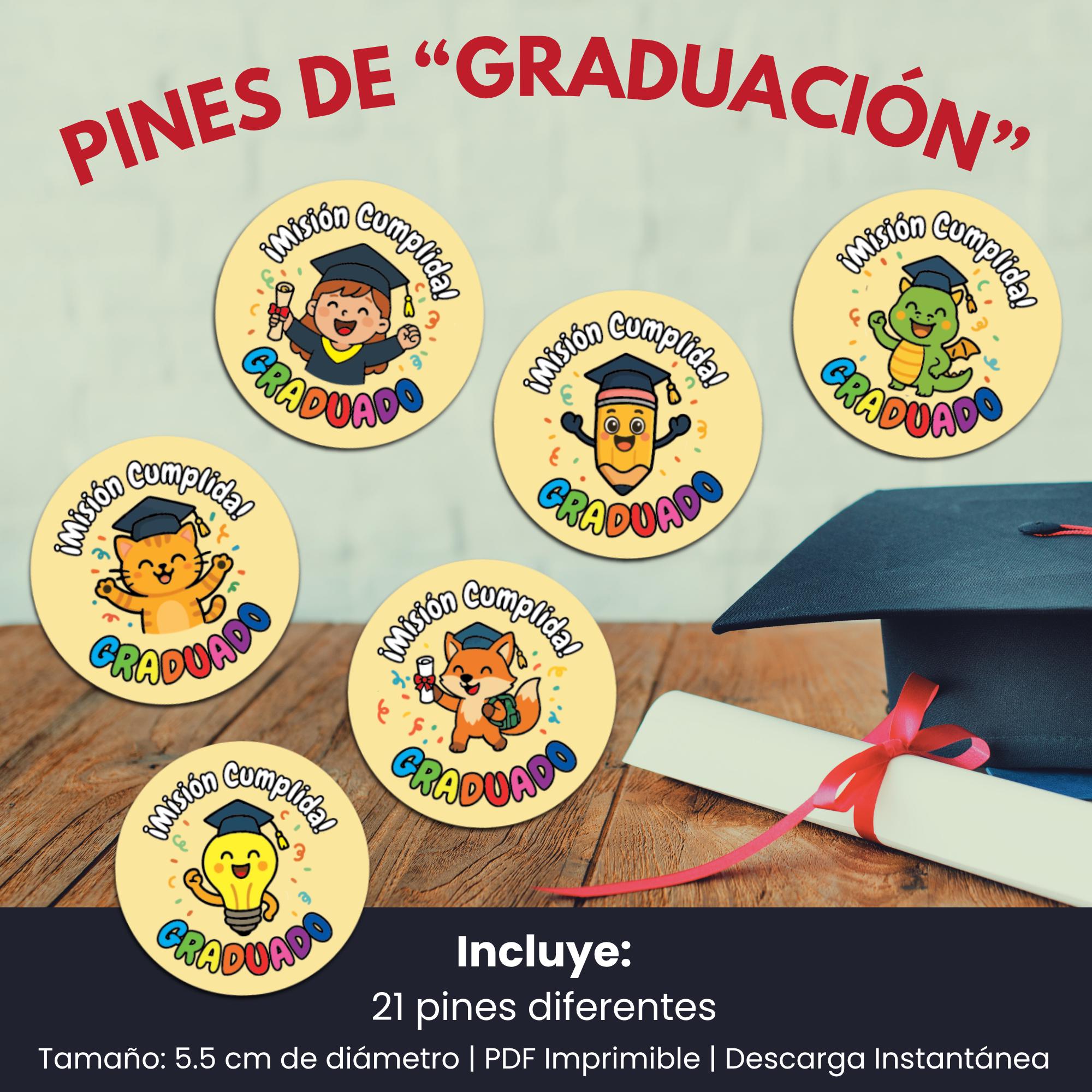 Graduation Pins in Spanish | Printable for Preschool & Elementary ...