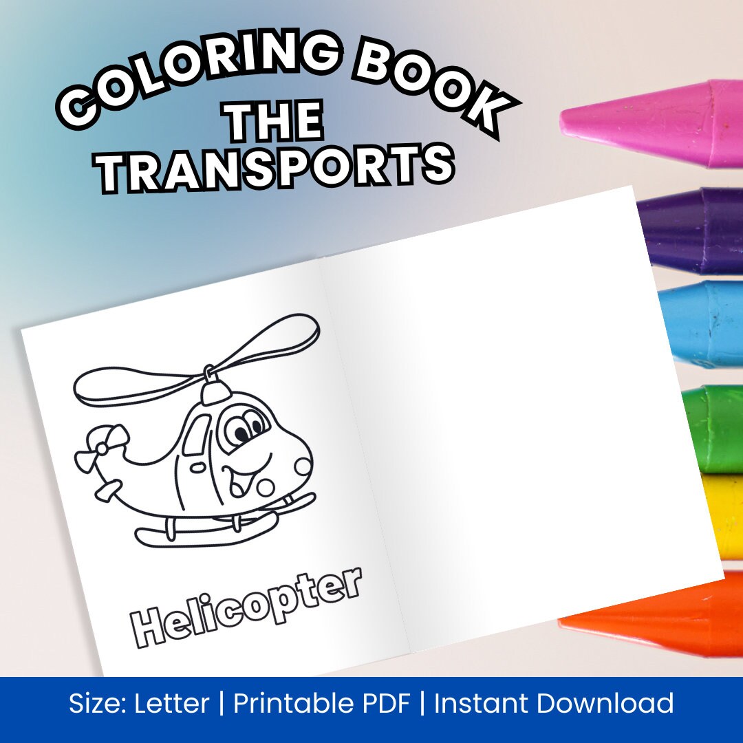 Coloring Book, Transportation in English, Educational Coloring Book ...