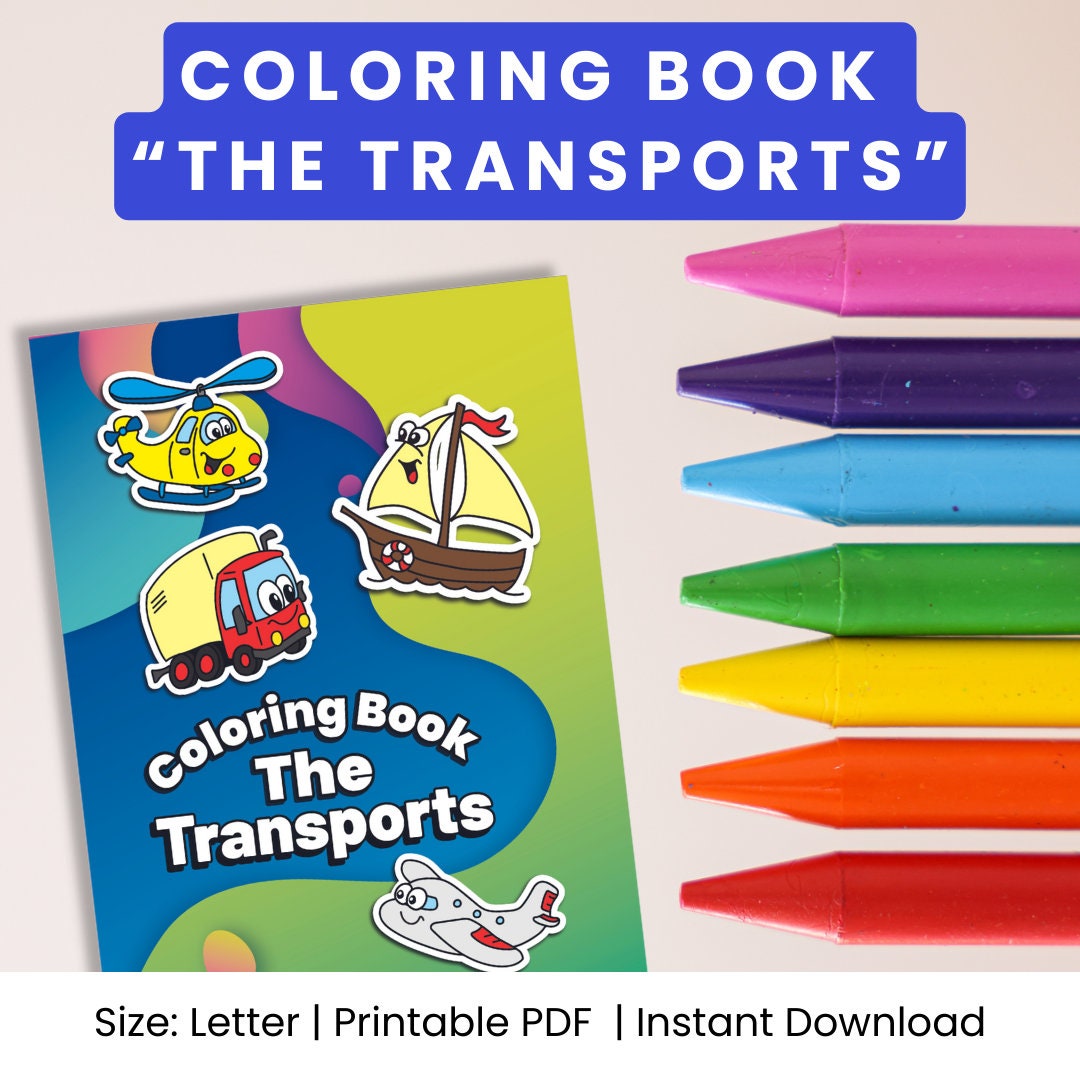 Coloring Book, Transportation in English, Educational Coloring Book ...