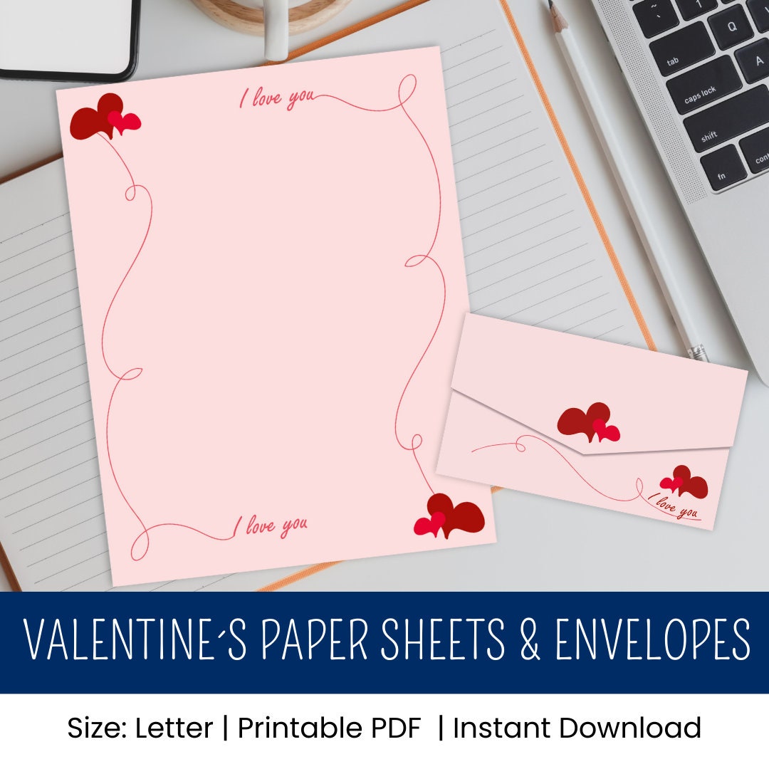 Valentine's Day Letters Valentine's Day Leaves and Envelopes Printable ...