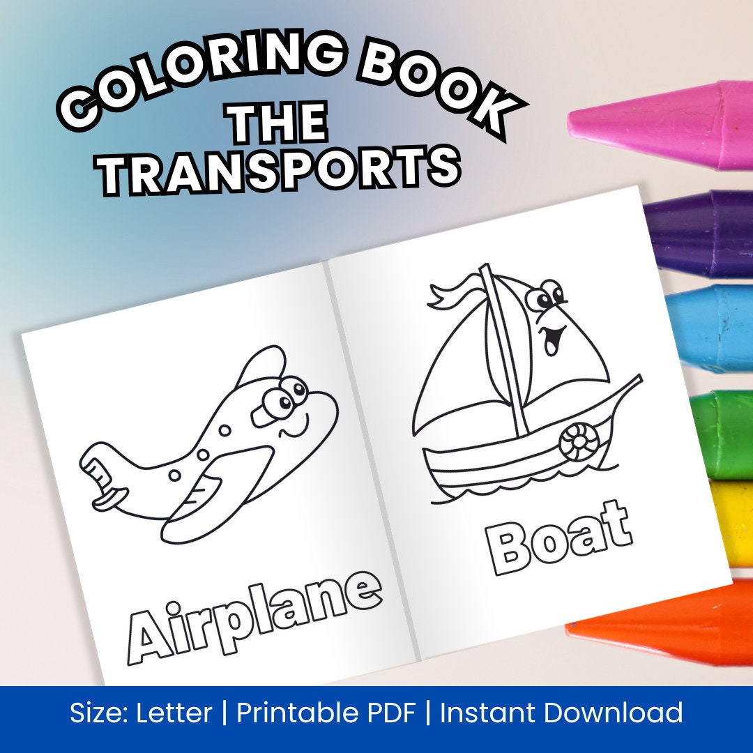 Coloring Book, Transportation in English, Educational Coloring Book ...
