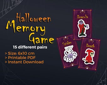 Halloween Memory Game in Spanish, Kids Game, Printable Halloween, 15 ...