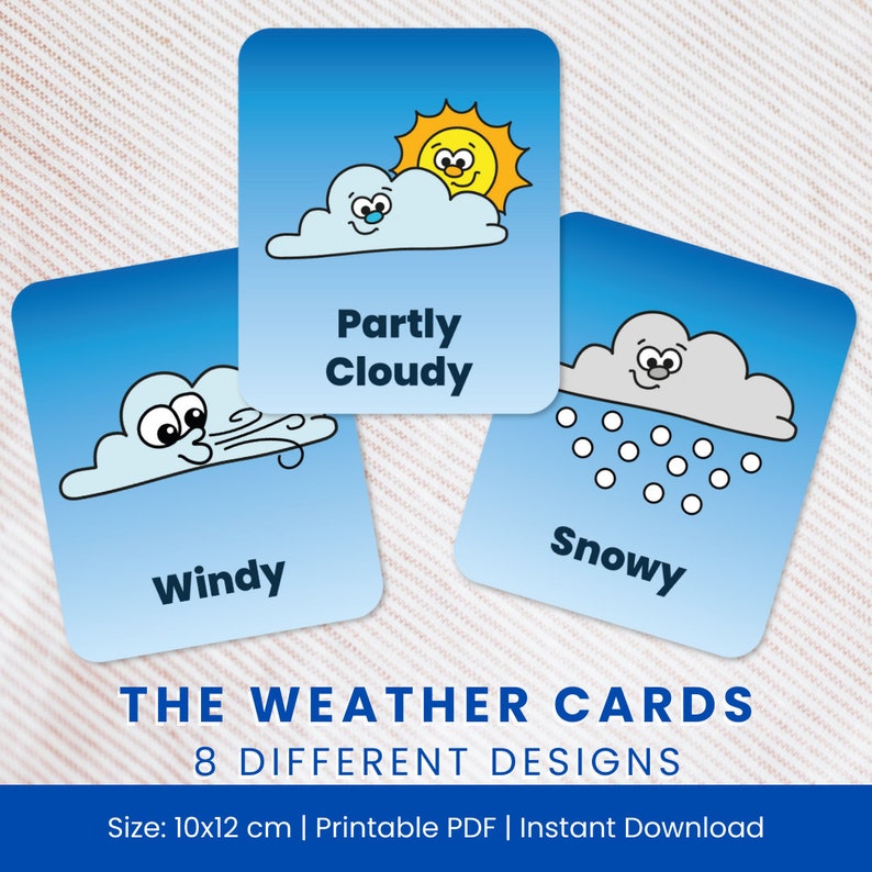 Didactic Cards to Learn Climate Vocabulary in English Printable PDF ...