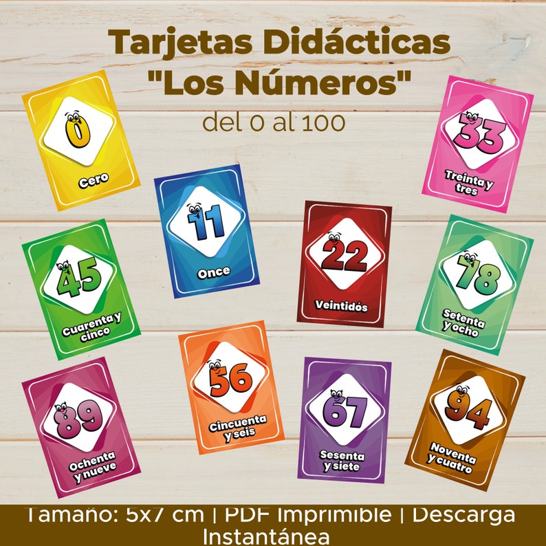 Number Cards, Numbers in Spanish, Numbers From 0 to 100, Mathematics ...