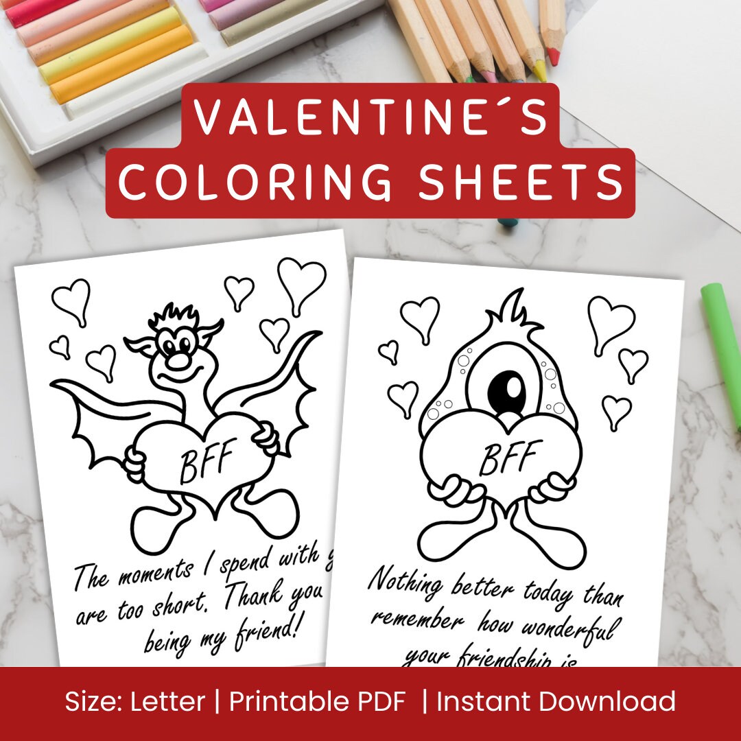 Valentine's Day Coloring Sheets 5 Coloring Pages About Friendship ...