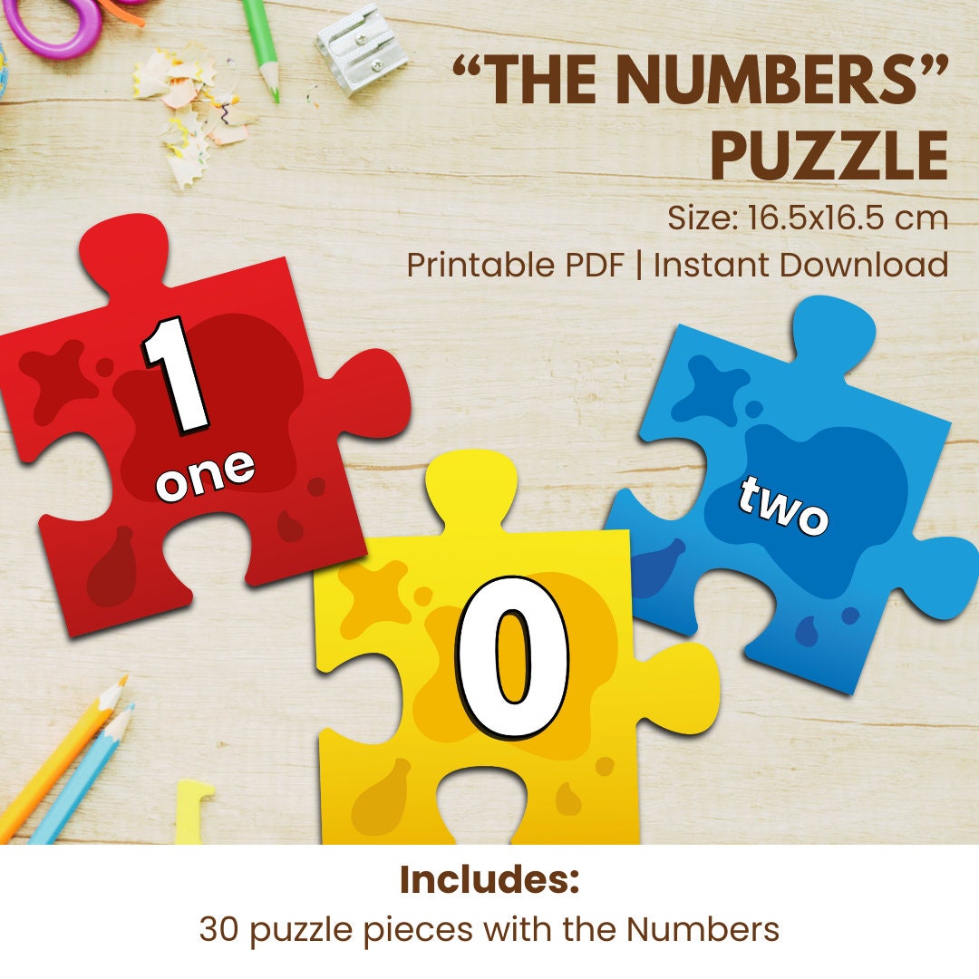 Puzzle Pieces, Numbers in English, Learning to Count, Preschool ...