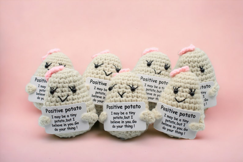 Positive Potato Crochet Doll. Handmade Toy, Emotional Support Message ...