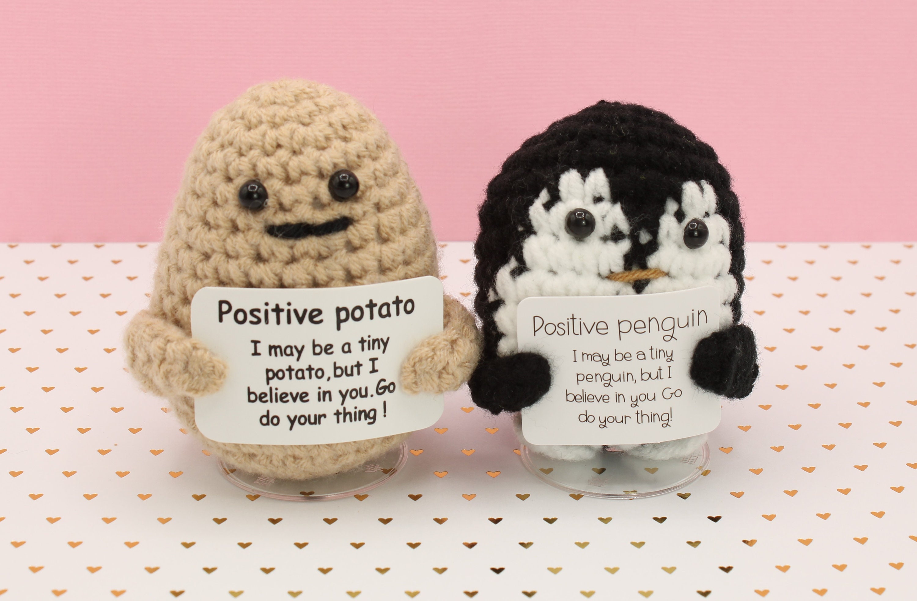 Positive Penguin Crochet Doll. Handmade Toy, Emotional Support Message ...