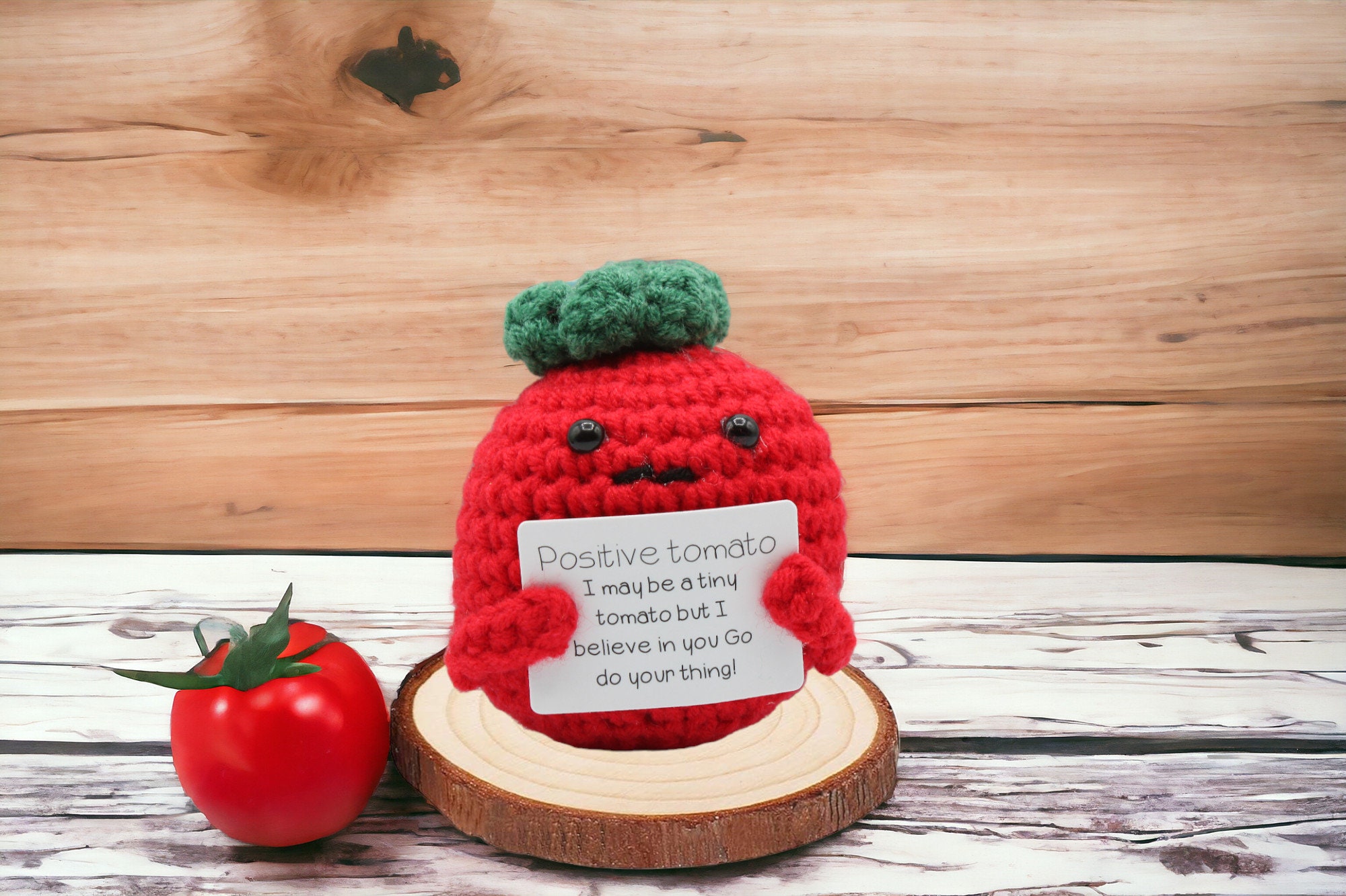 Positive Tomato Crochet Doll. Handmade Toy, Emotional Support Message ...