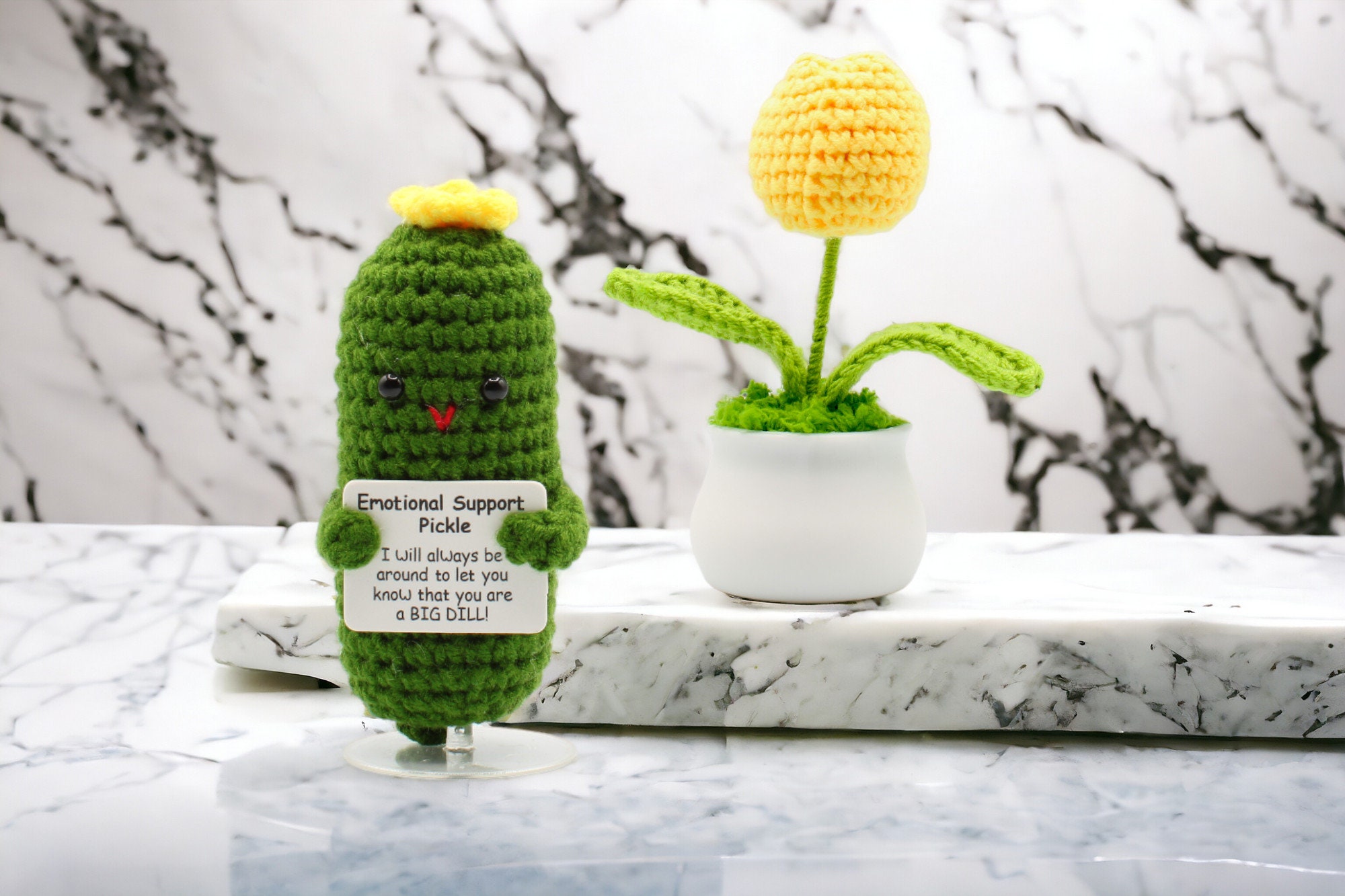 Positive Pickle Crochet Doll . Handmade Toy, Emotional Support Message ...