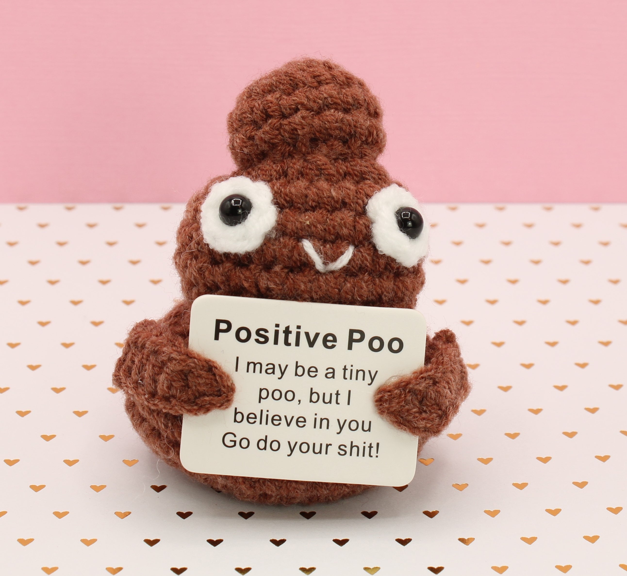 Positive Poo Crochet Doll. Handmade Toy, Emotional Support Message ...