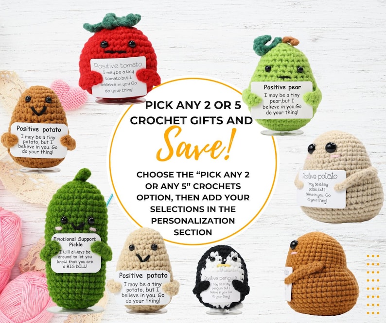 Positive Potato Crochet Gift. Handmade Uplifting Gifts for Friends ...