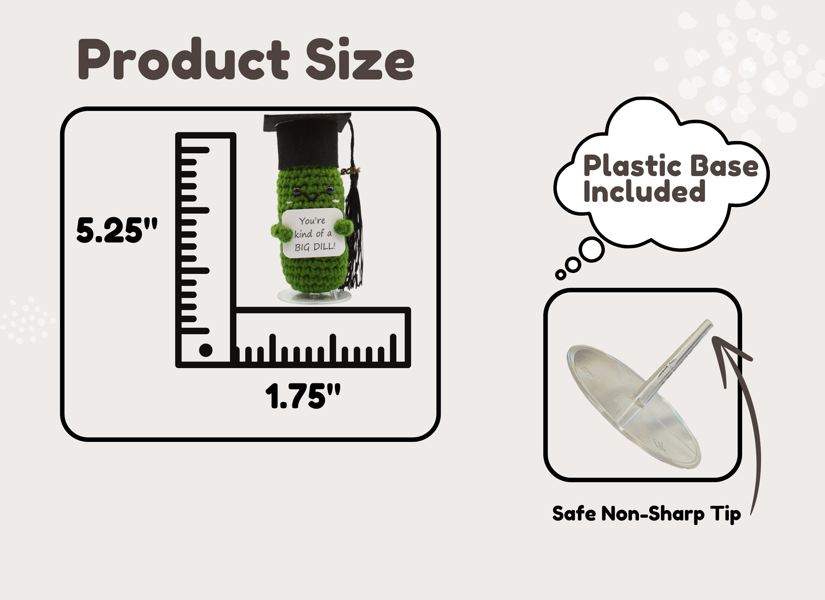 Graduation Positive Pickle and Potato. Handmade Toy, Emotional Support ...