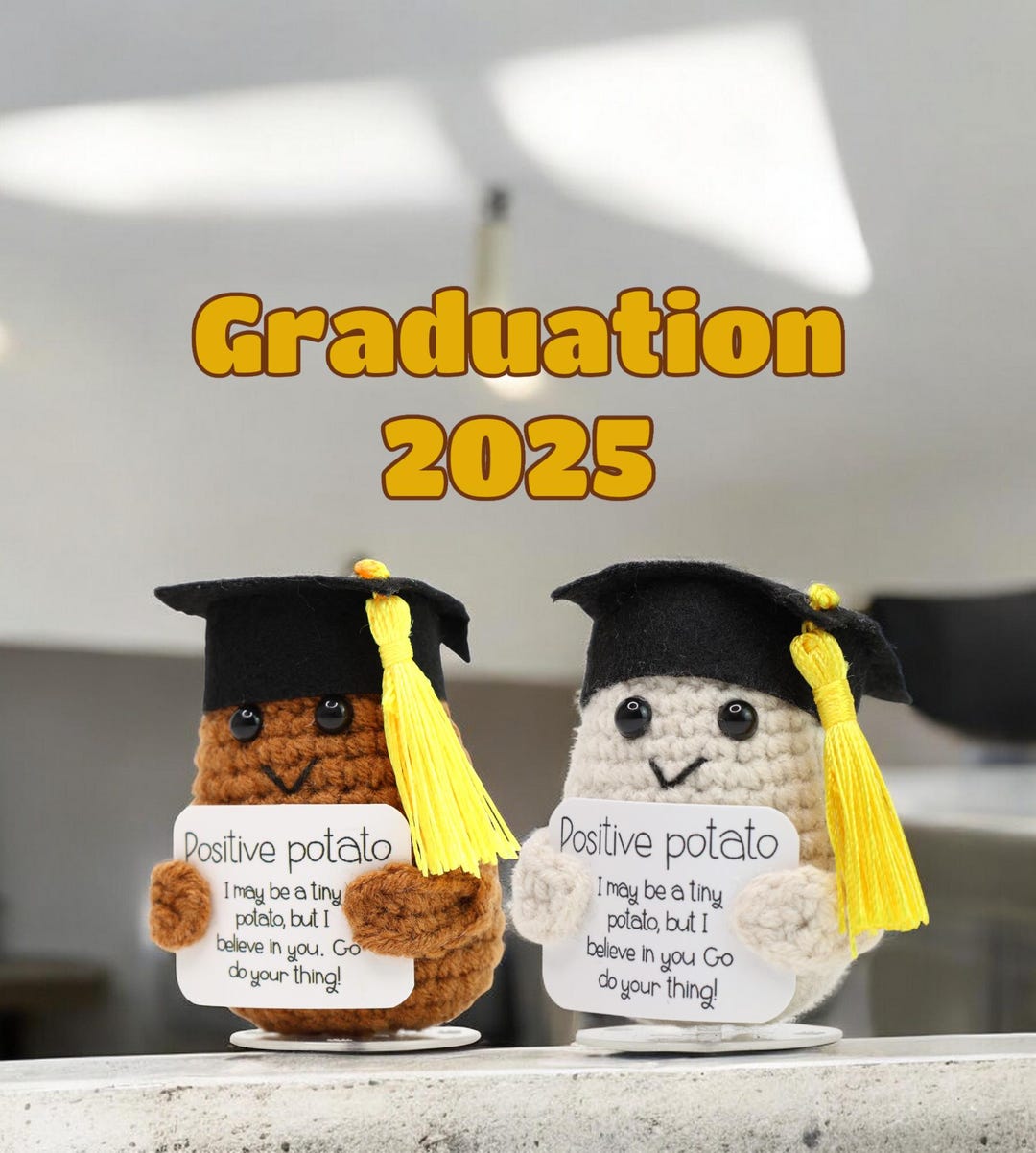 Graduation Positive Potato and Pickle. Handmade Toy, Emotional Support ...