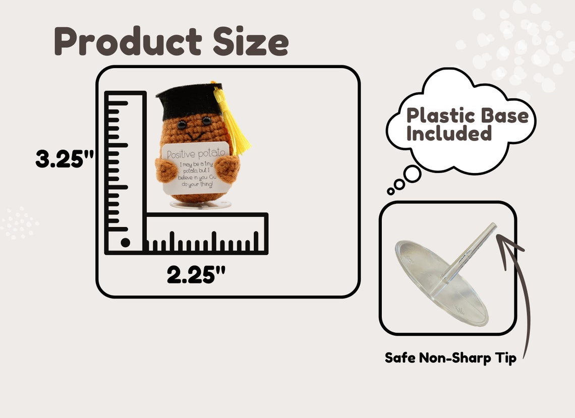 Graduation Positive Pickle and Potato. Handmade Toy, Emotional Support ...