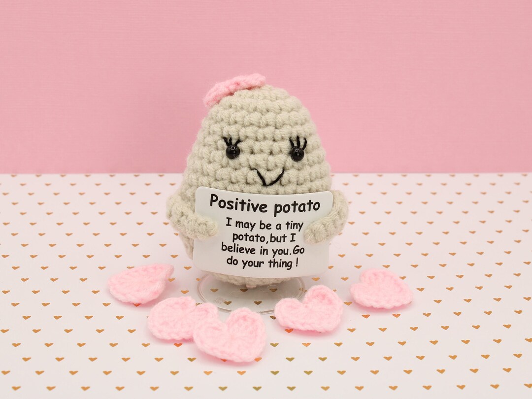 Positive Pink Potato Crochet Doll. Handmade Toy, Emotional Support ...