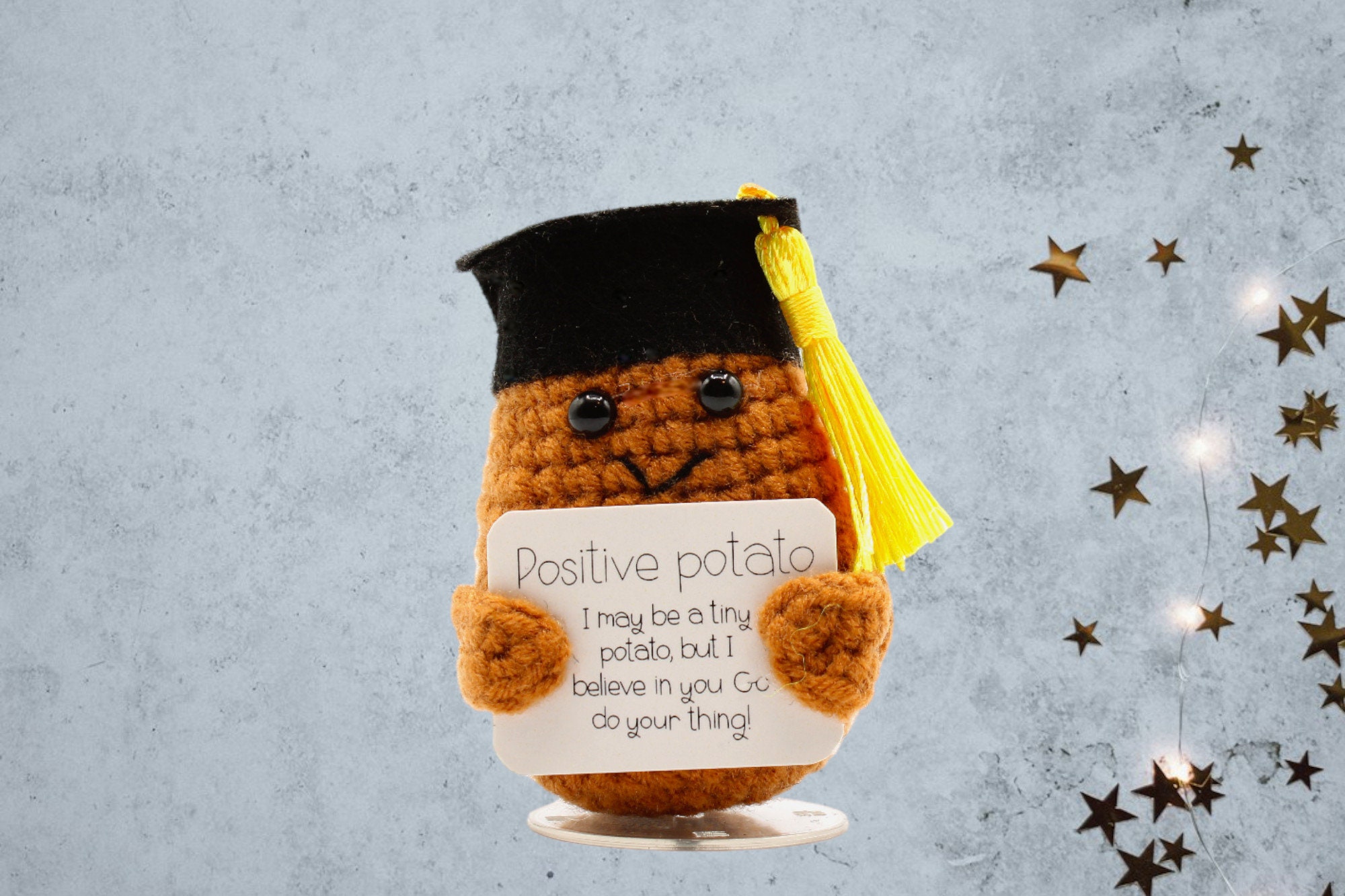 Graduation Positive Potato Crochet Doll. Handmade Toy, Emotional ...