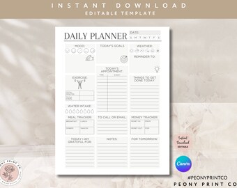Daily Planner Template - Etsy