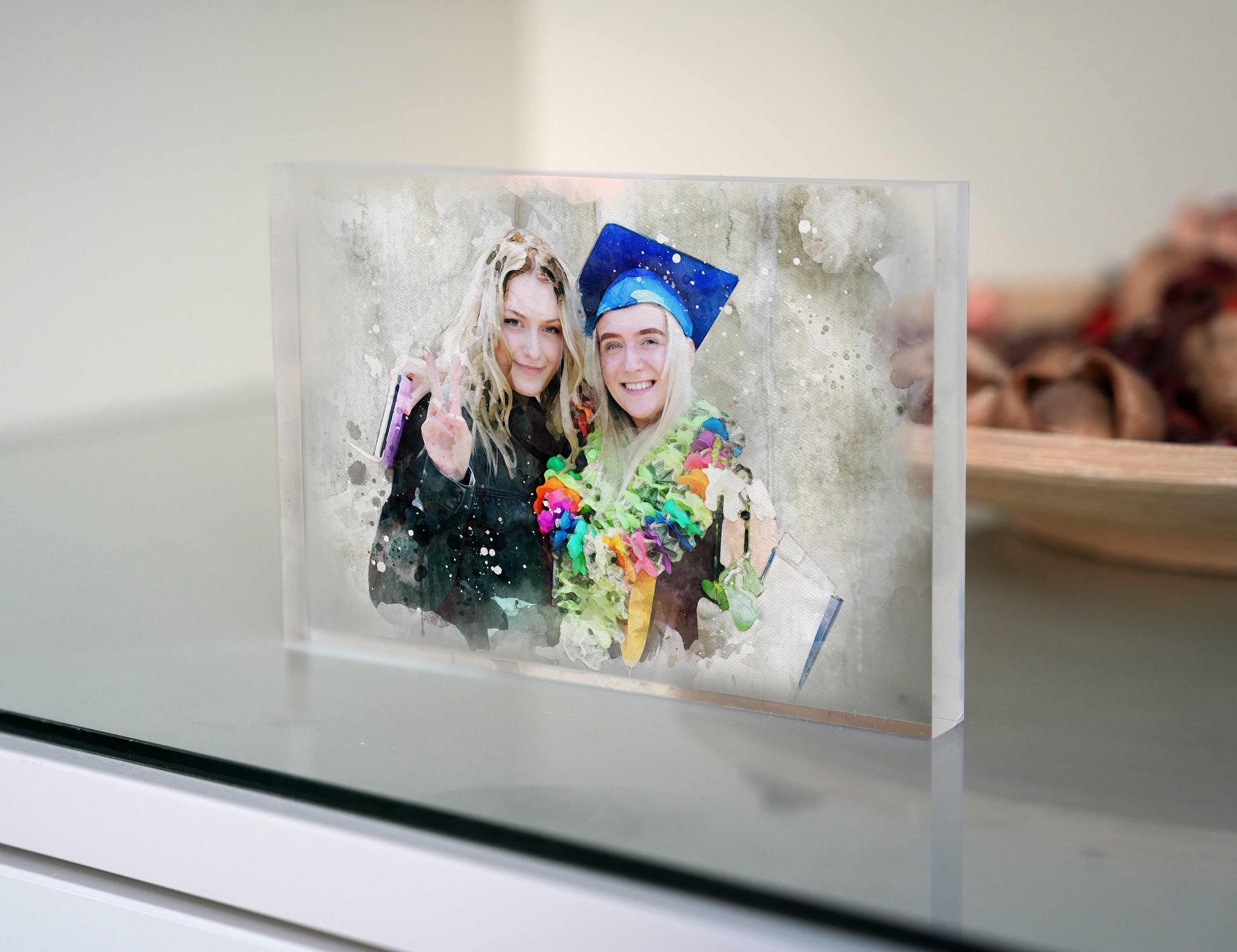 Custom Watercolour Graduation Photo Print, Watercolour Acrylic Block ...