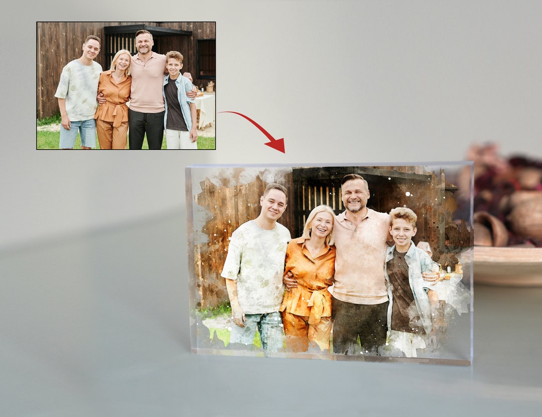 Family Portrait on Acrylic Block, Custom Watercolour Portrait From ...