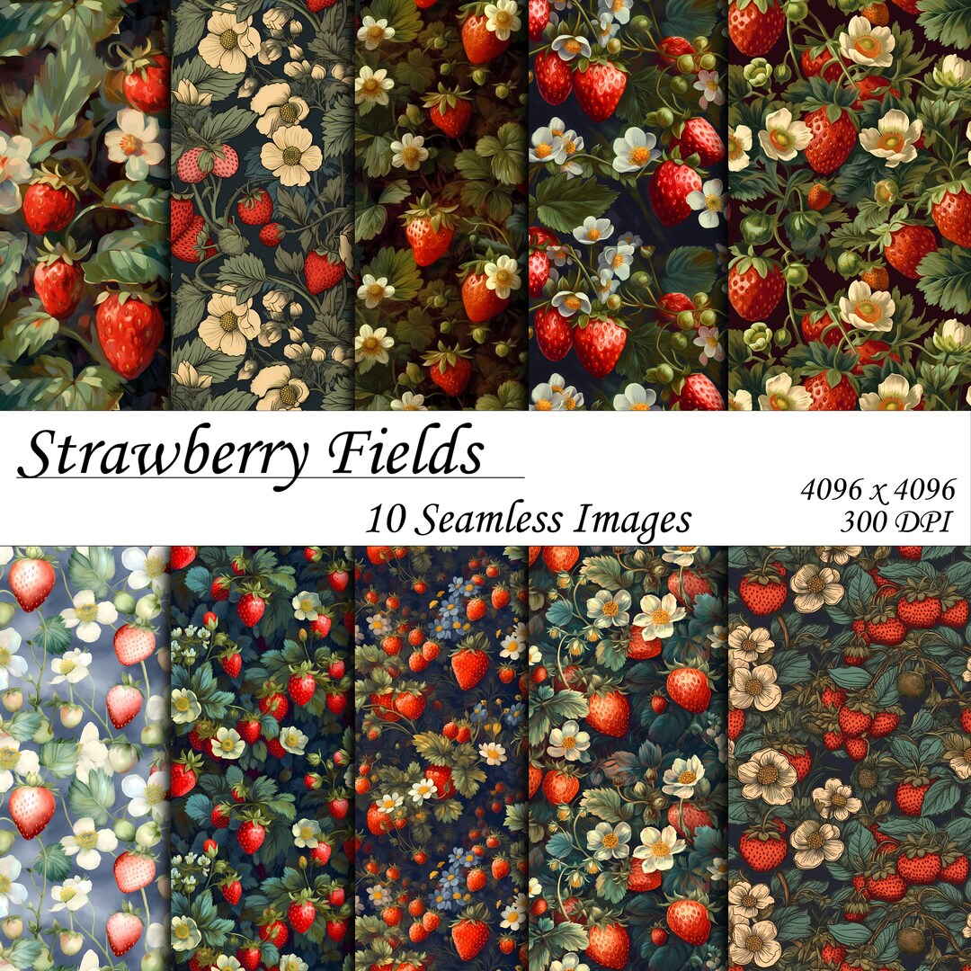 Strawberry Fields Seamless Digital Paper 10 High Quality Images With ...