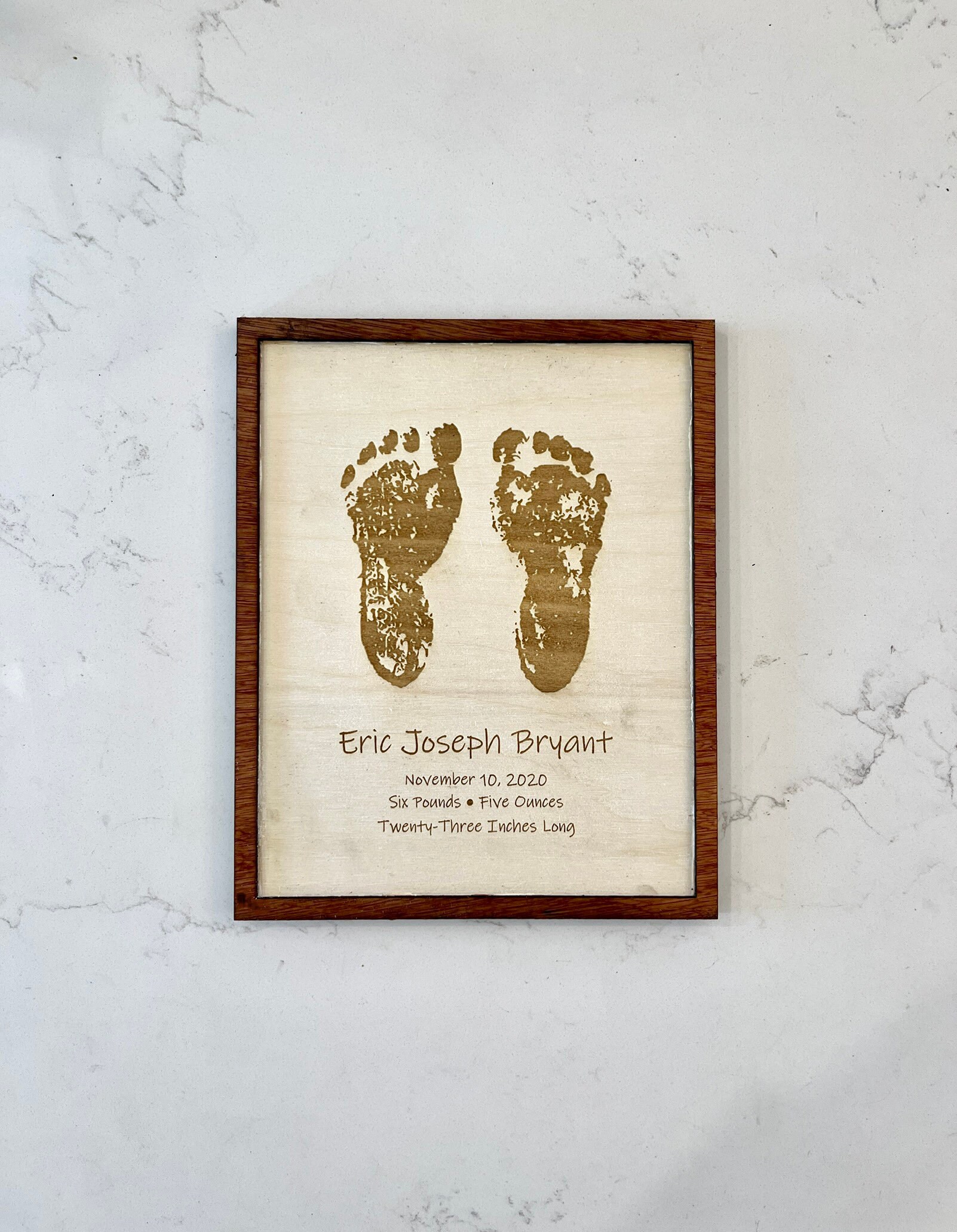 Personalized Baby Footprint, Custom Wood Newborn Keepsake, Ink ...