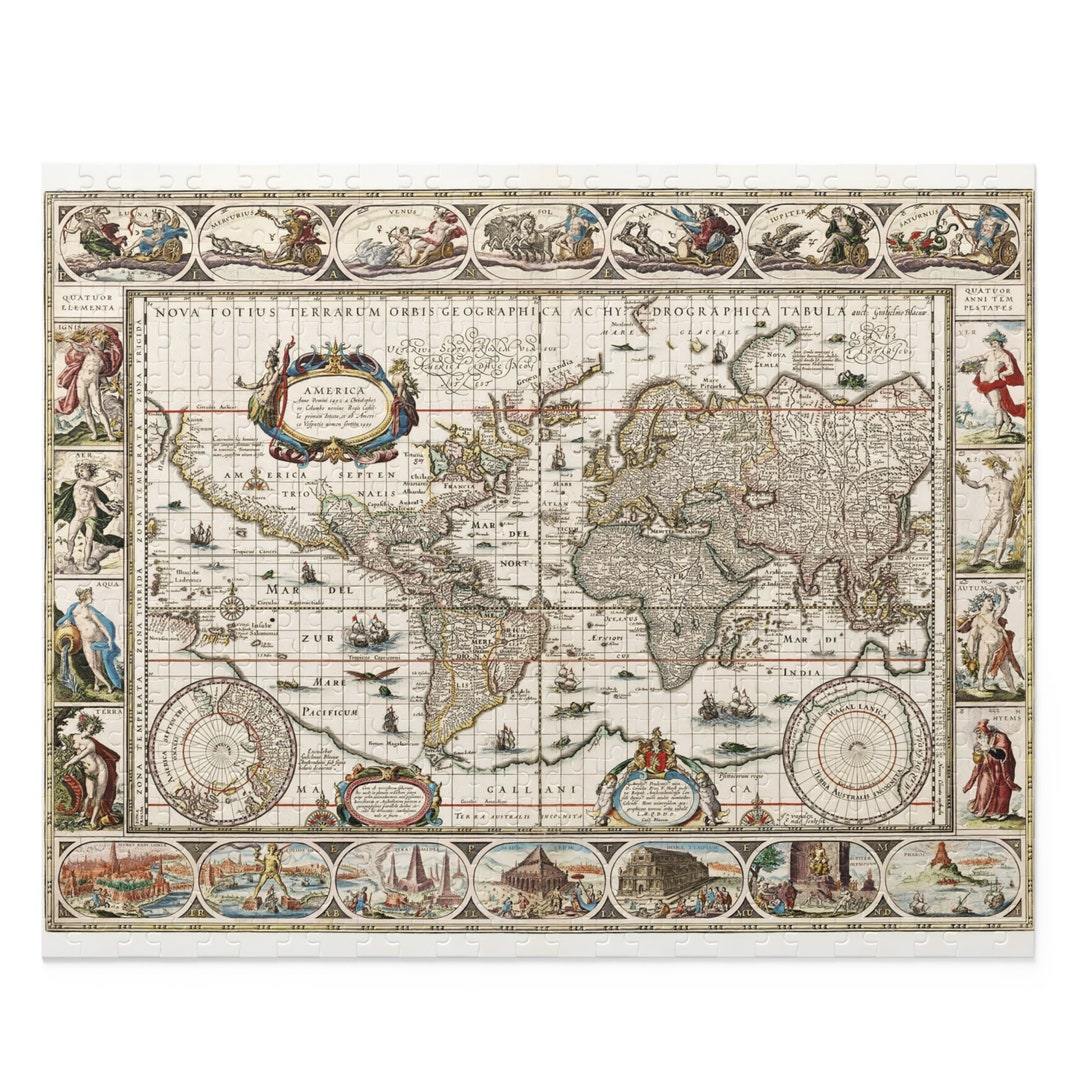 Old Map Puzzle 4 500-piece Jigsaw Puzzle, Unique Puzzle, Puzzle for ...