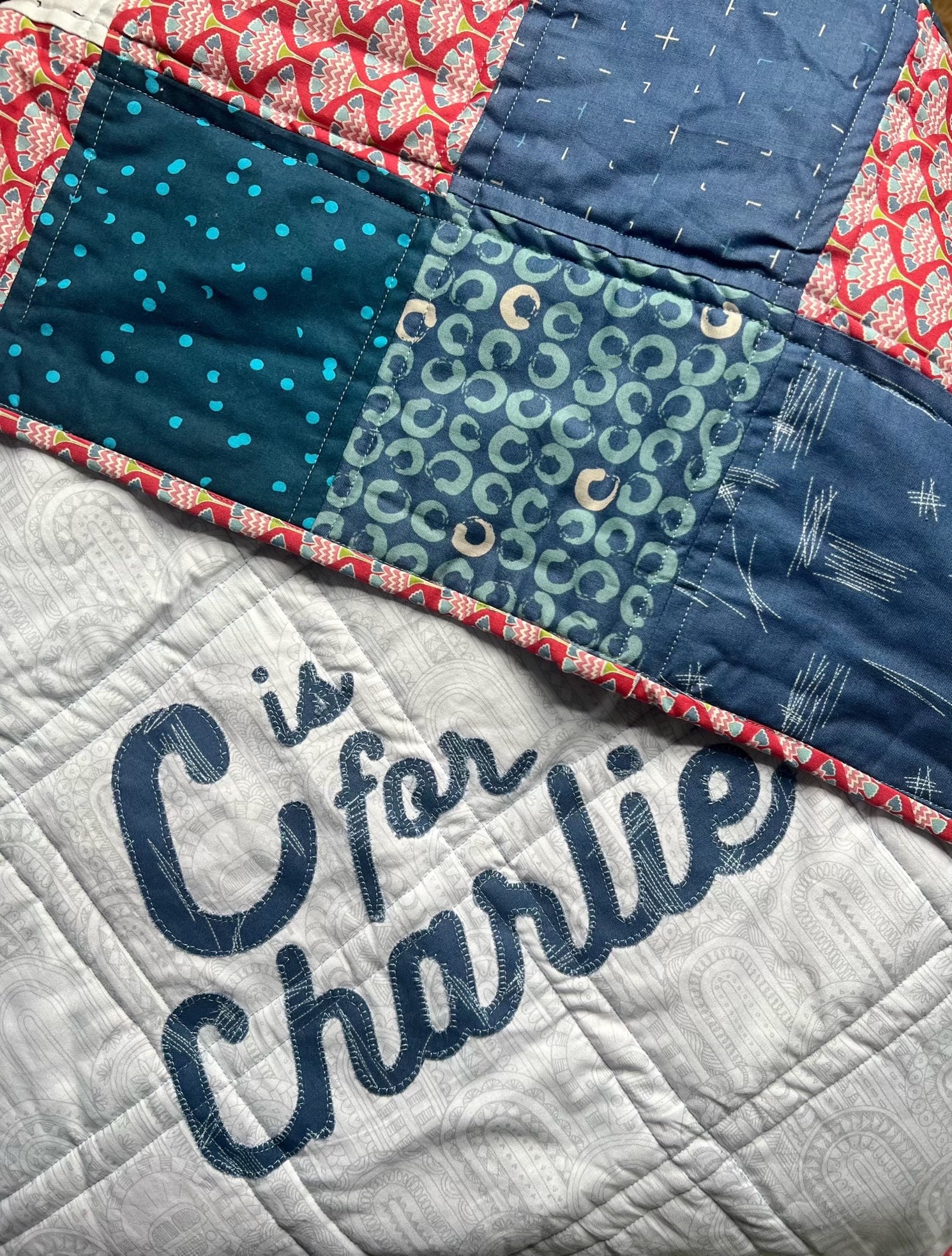 Custom Name Quilt Square Quilt Pattern Front With Appliqué Name - Etsy