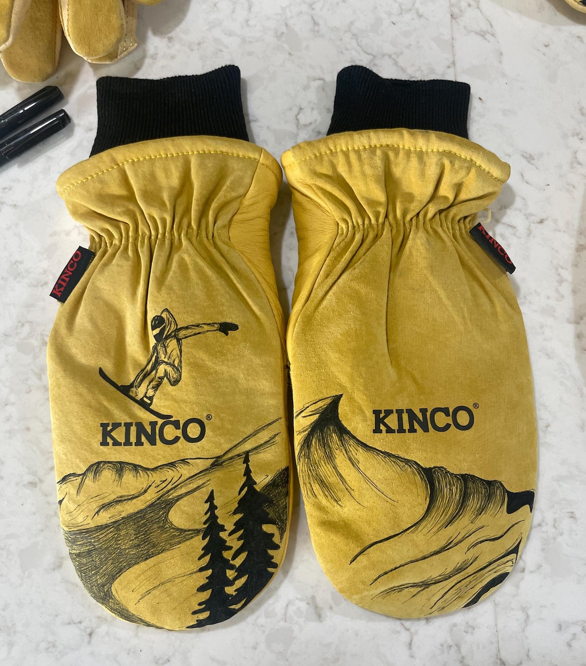 Kinco Snow Gloves/mitts Mountain Design 1 - Etsy