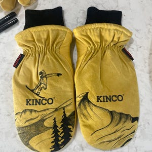 Kinco Snow Gloves/mitts Mountain Design 1 - Etsy