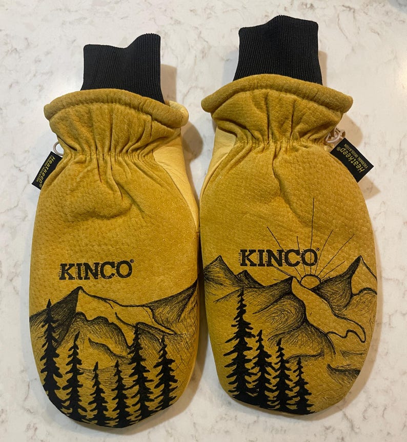 Kinco Snow Gloves/mitts Mountain Design 2 - Etsy