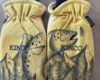 Kinco Snow Gloves/mitts Mountain Design 1 - Etsy