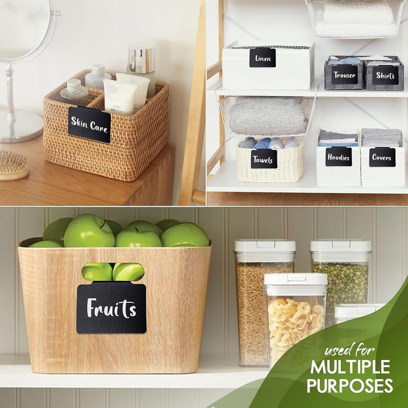 Bin Labels for Organization | CHALKBOARD 94 Pcs Basket LABELS - Home ...