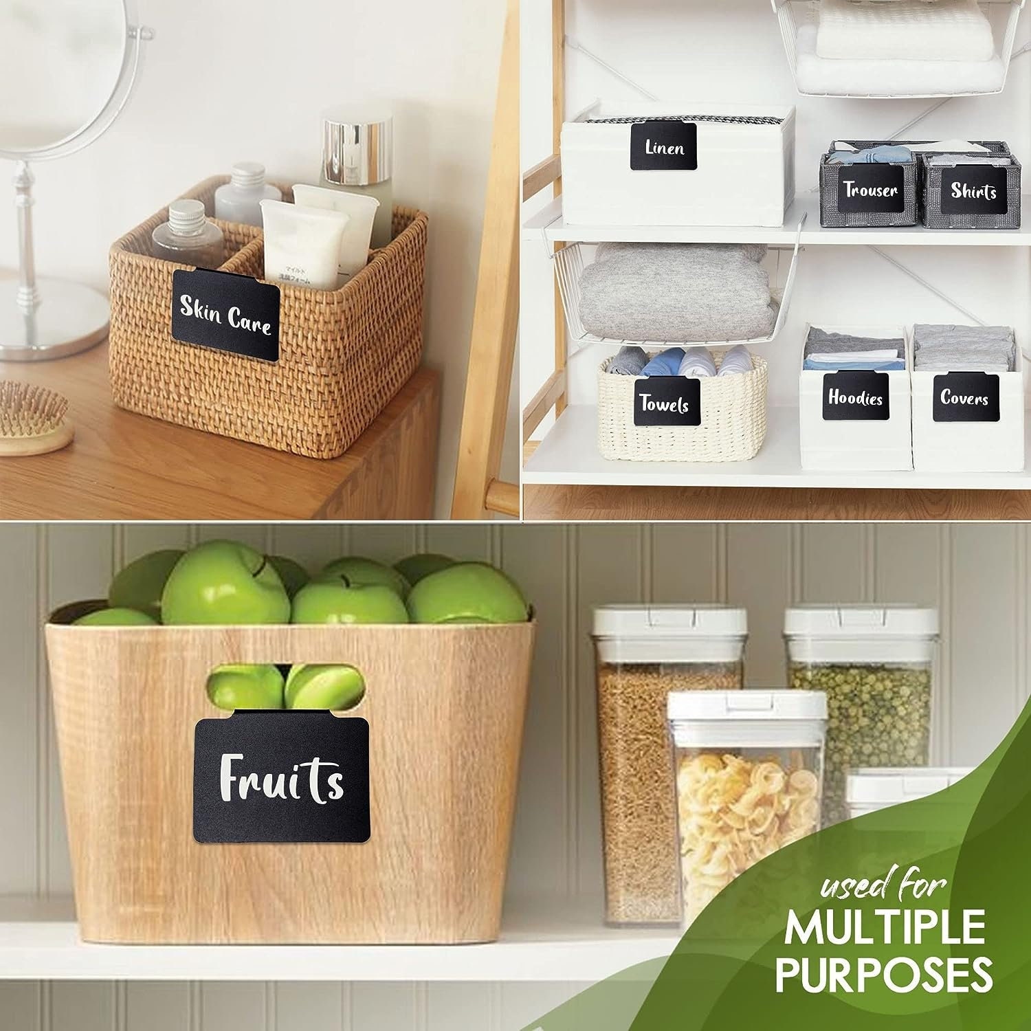 Reusable Bin Labels for Organization | CHALKBOARD 94 Pcs Basket LABELS ...