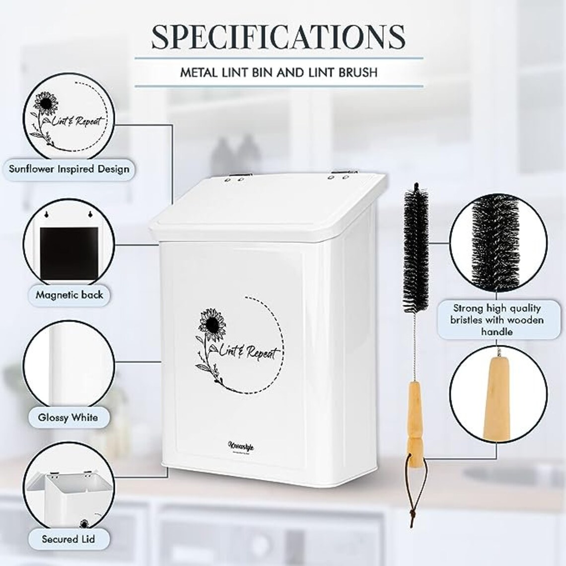 Minimalist Laundry METAL Lint Bin Magnetic STORAGE BOX Perfect for Home ...