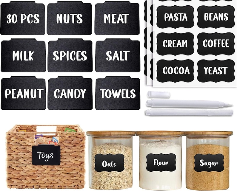 Reusable Bin Labels for Organization | CHALKBOARD 94 Pcs Basket LABELS ...