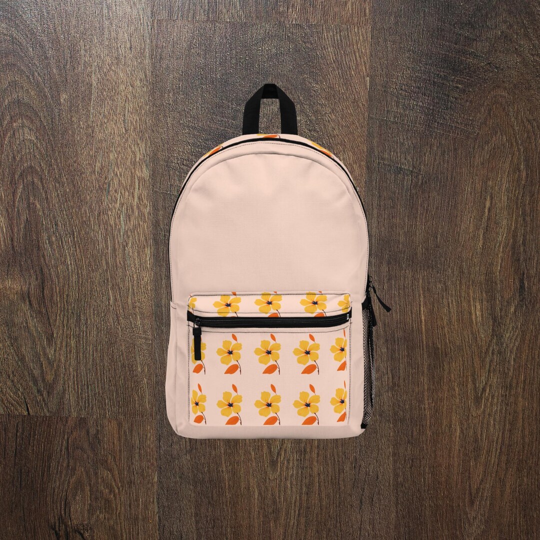 Hibiscus Flower Backpack, Floral Backpack, Cute Yellow Orange Bag ...