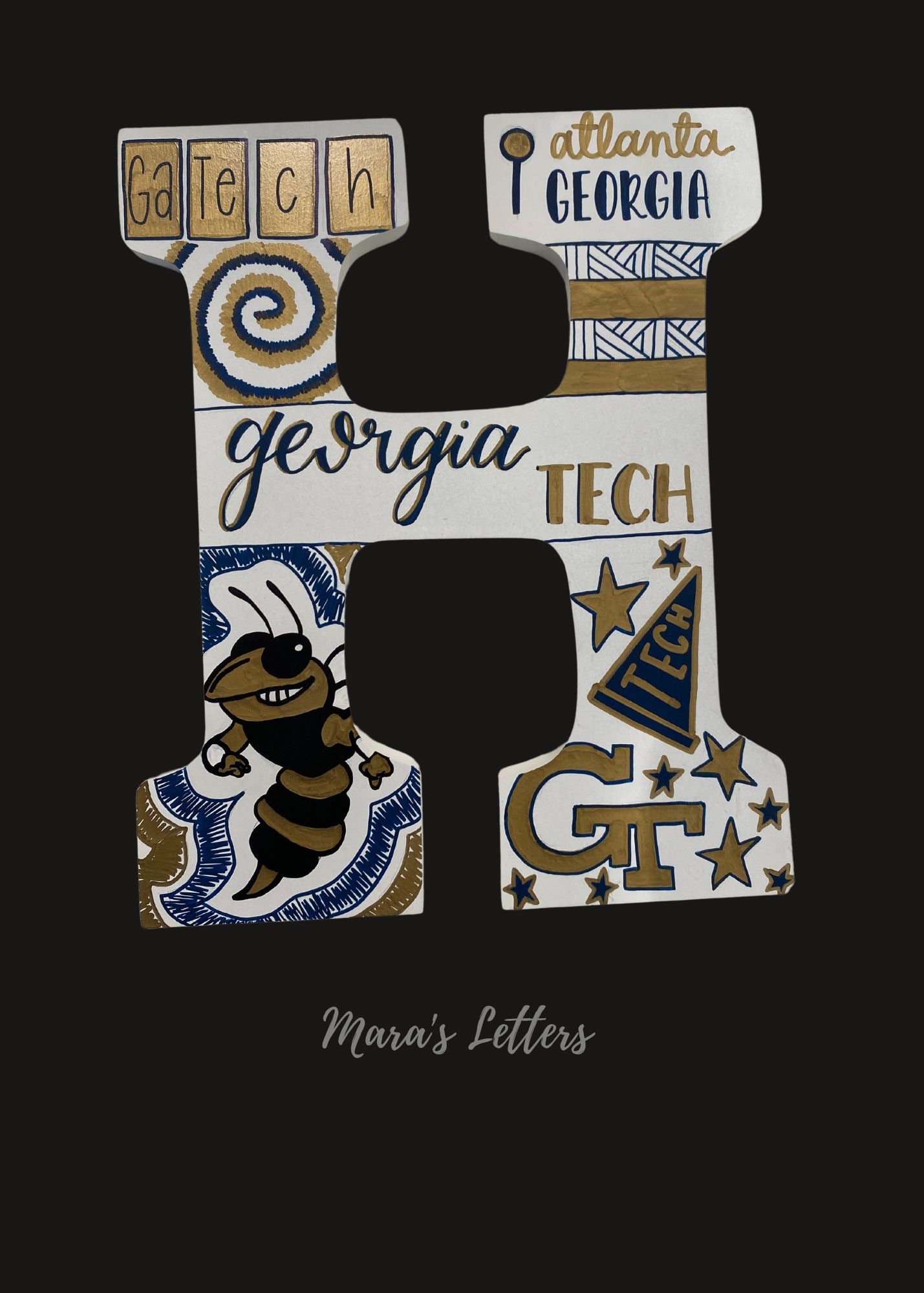 Custom Hand-painted College Themed Letter 9 - Etsy