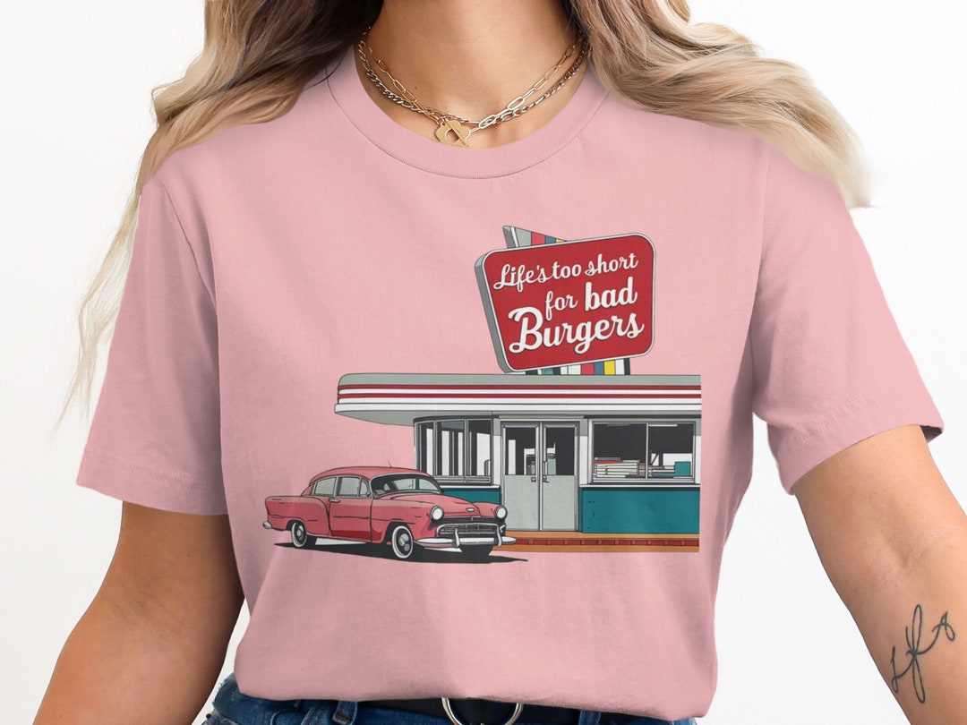 Vintage Diner T-shirt, Retro Car Graphic Tee, Classic American Burger ...