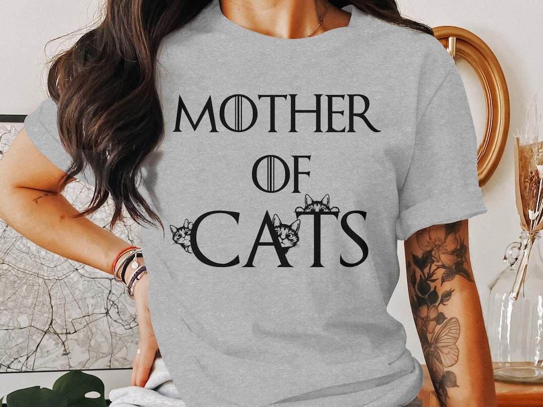 Mother of Cats T-shirt, Cute Cat Mom Gift, Funny Cat Lover Tee, Cat ...