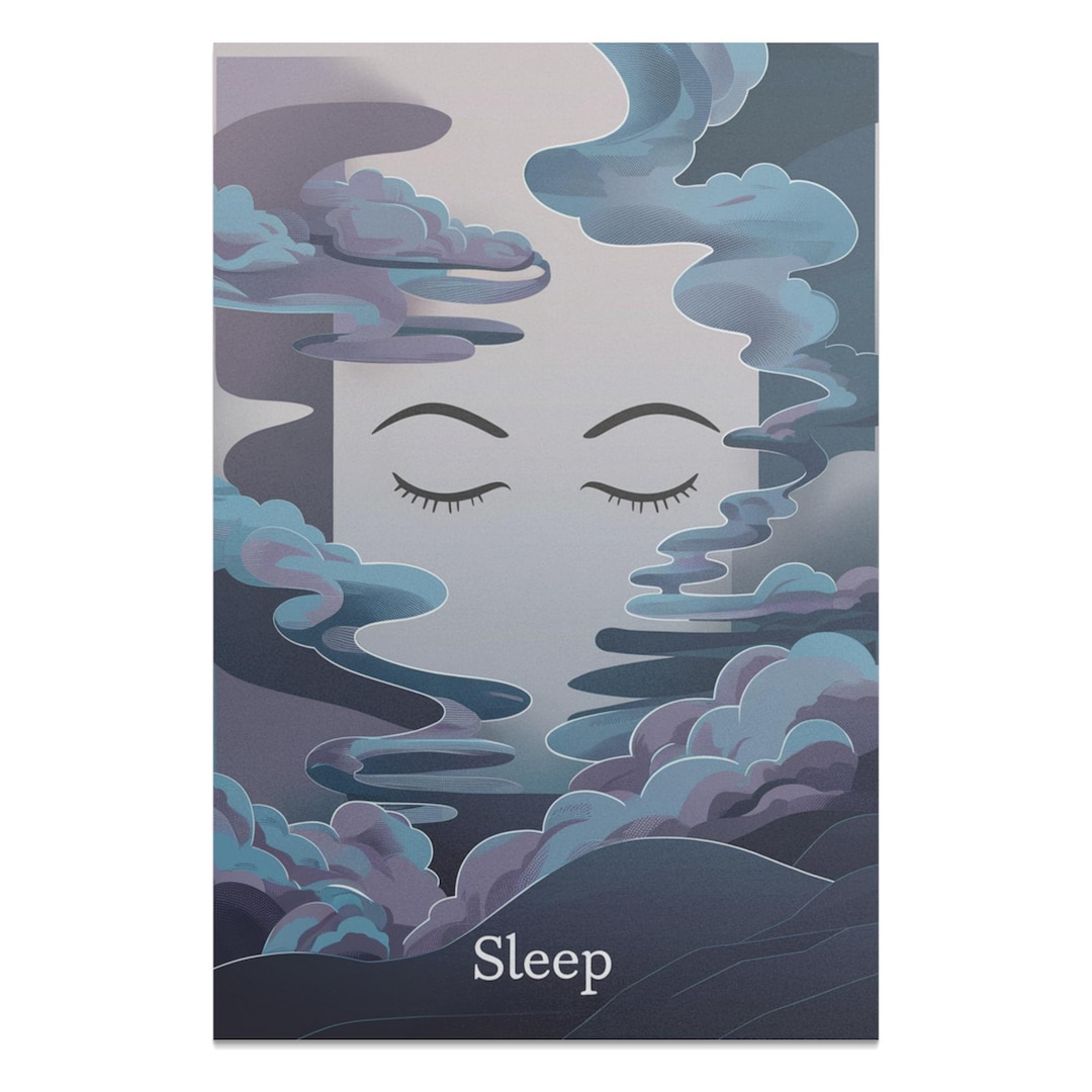 Sleep Spell Poster, Dreamy Wall Art, Surreal Eyes Closed, Calm Peaceful ...