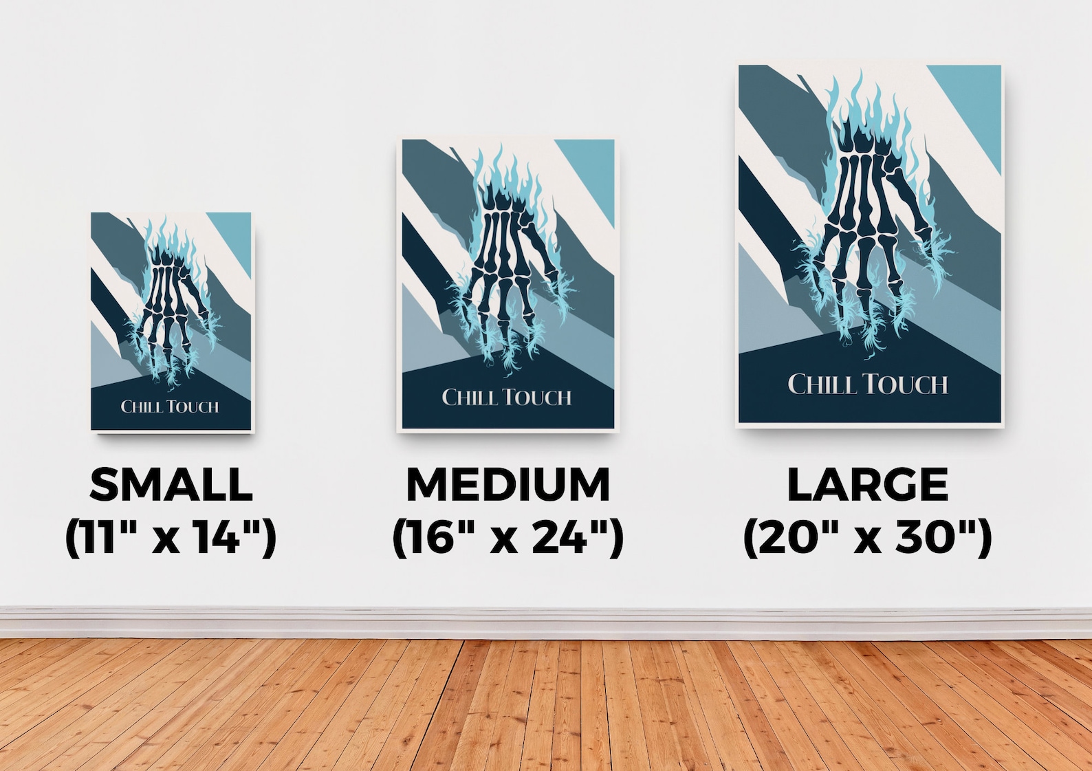 Chill Touch Poster, Skeleton Hand Wall Art, Cool Flame Art Print ...